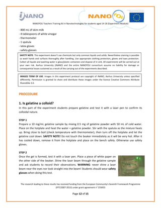 Experiment with natural nanomaterials - Teacher guide (age 14-18) | PDF