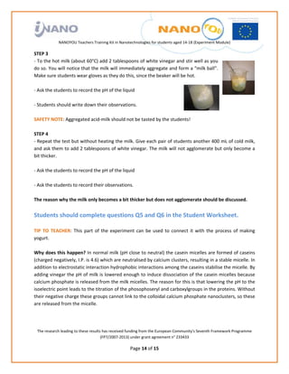 Experiment with natural nanomaterials - Teacher guide (age 14-18) | PDF
