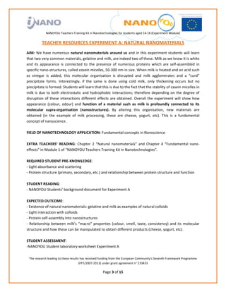 Experiment with natural nanomaterials - Teacher guide (age 14-18) | PDF