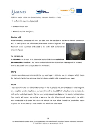 Experiment with natural nanomaterials - Teacher guide (age 11-13) | PDF