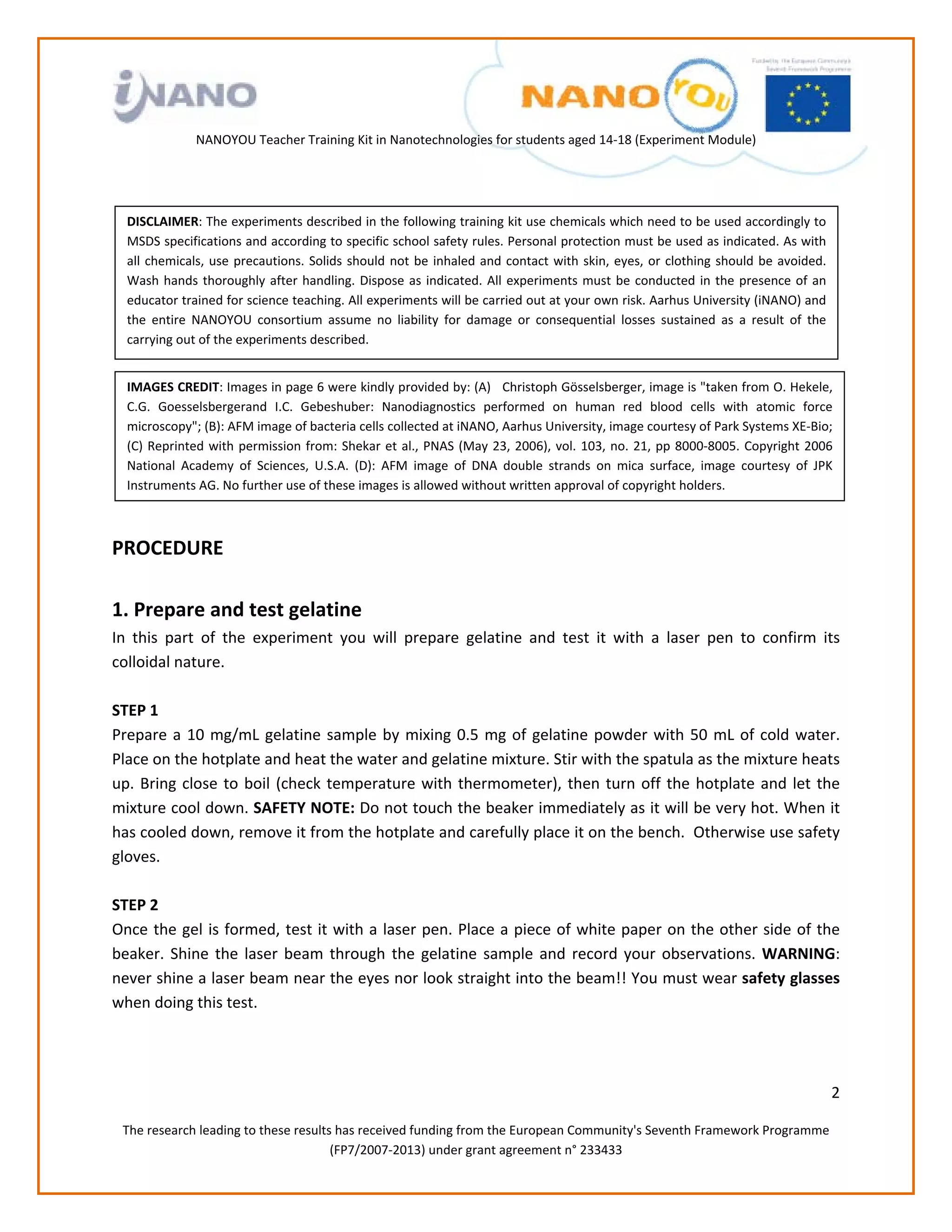 Experiment with natural nanomaterials - Student laboratory worksheet ...