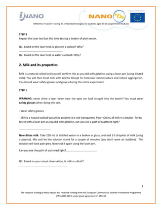 Experiment with natural nanomaterials - Student laboratory worksheet ...