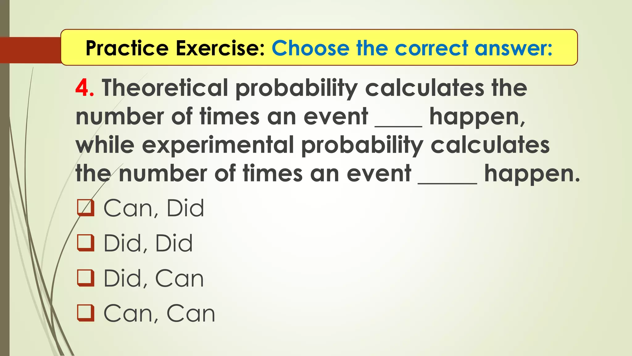 Experimental probability-theoretical-probability | PDF