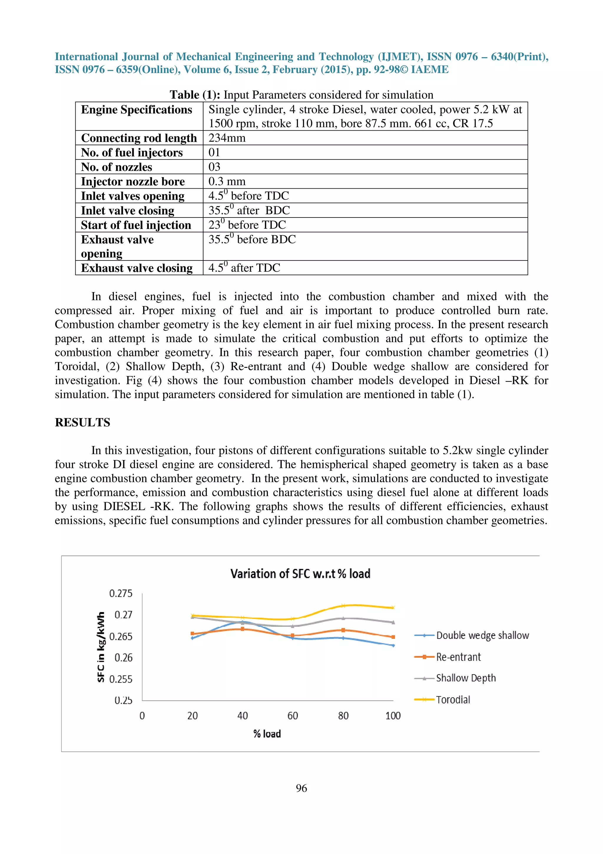 EXPERIMENTAL VALIDATION AND COMBUSTION CHAMBER GEOMETRY OPTIMIZATION OF ...