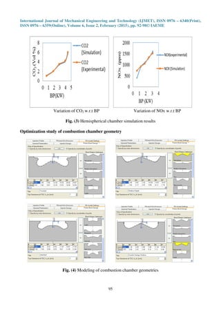 EXPERIMENTAL VALIDATION AND COMBUSTION CHAMBER GEOMETRY OPTIMIZATION OF DIESEL ENGINE BY USING ...