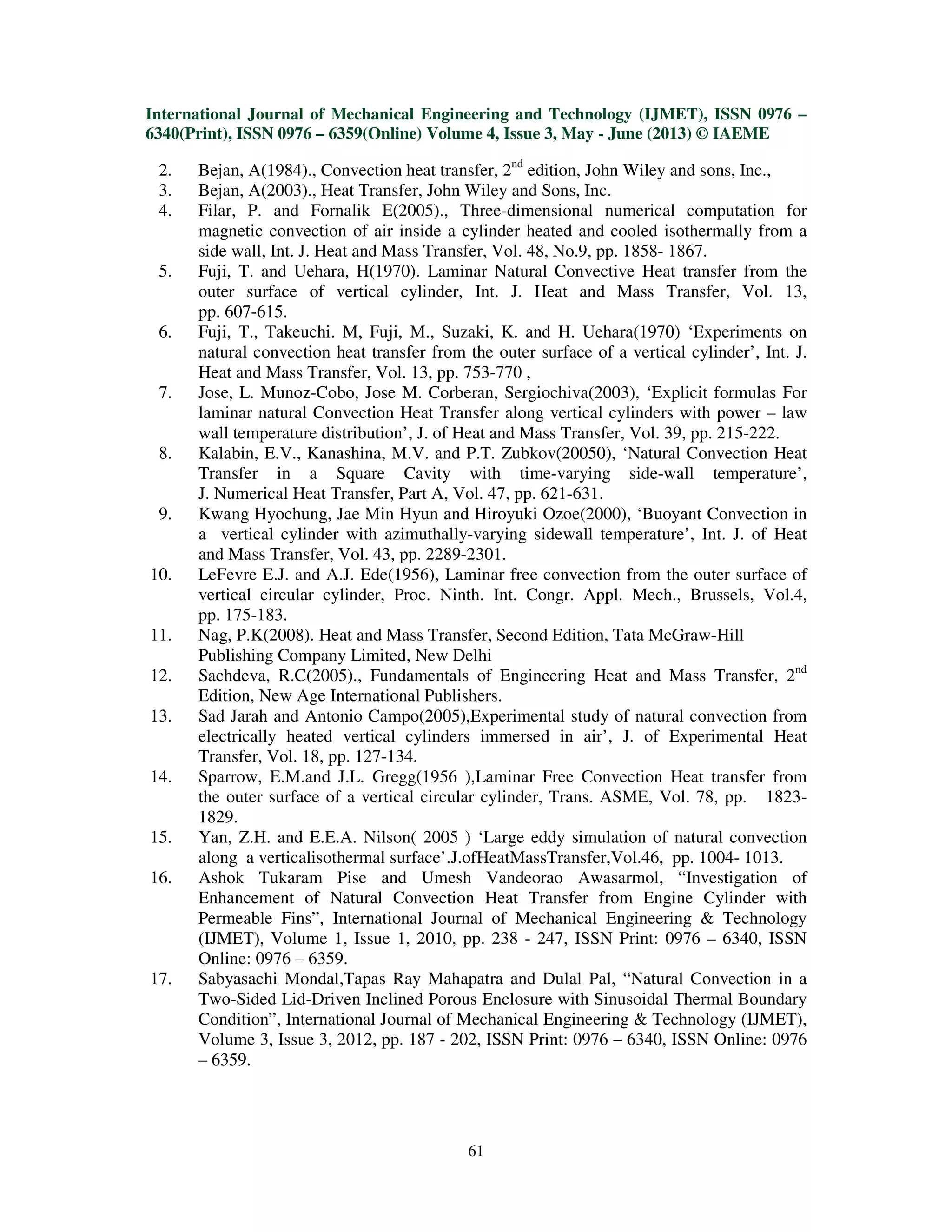 Experimental Analysis Of Natural Convection Over A Vertical Cylinder Pdf