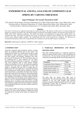 Experimental and fea analysis of composite leaf spring by varying ...