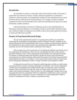 Experimental design | DOCX | Physics | Science