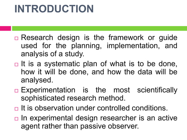Experimental research design | PPTX | Science