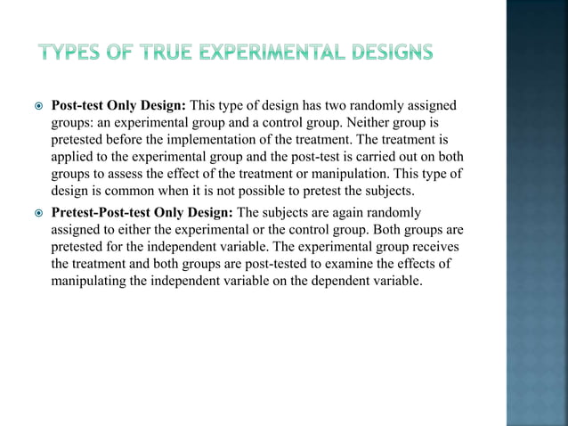 Experimental Design and its Types ppt | PPTX