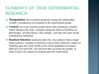 Experimental Design and its Types ppt | PPTX