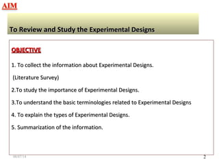 Experimental designs | PPT