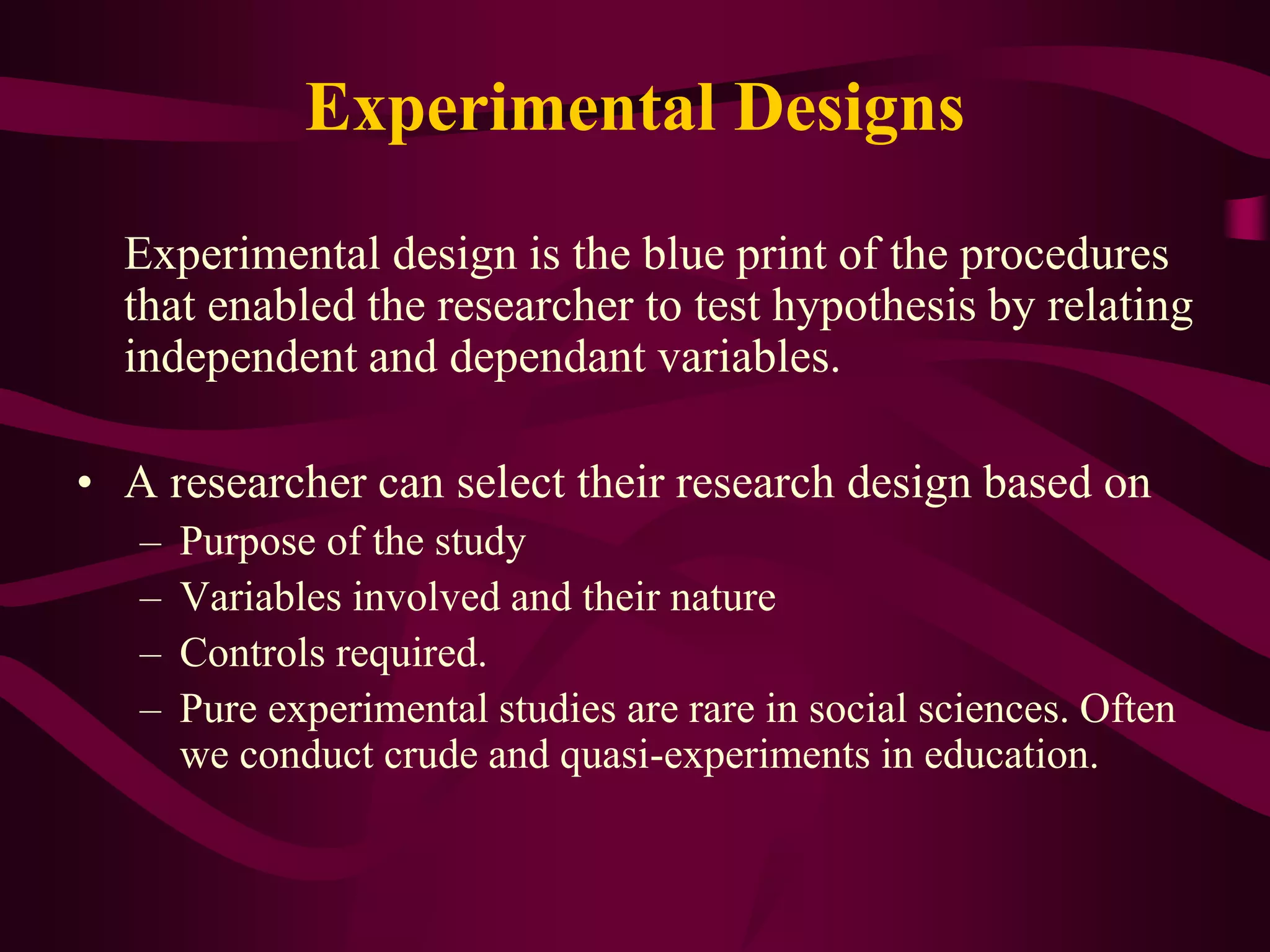 Experimental designs | PPT