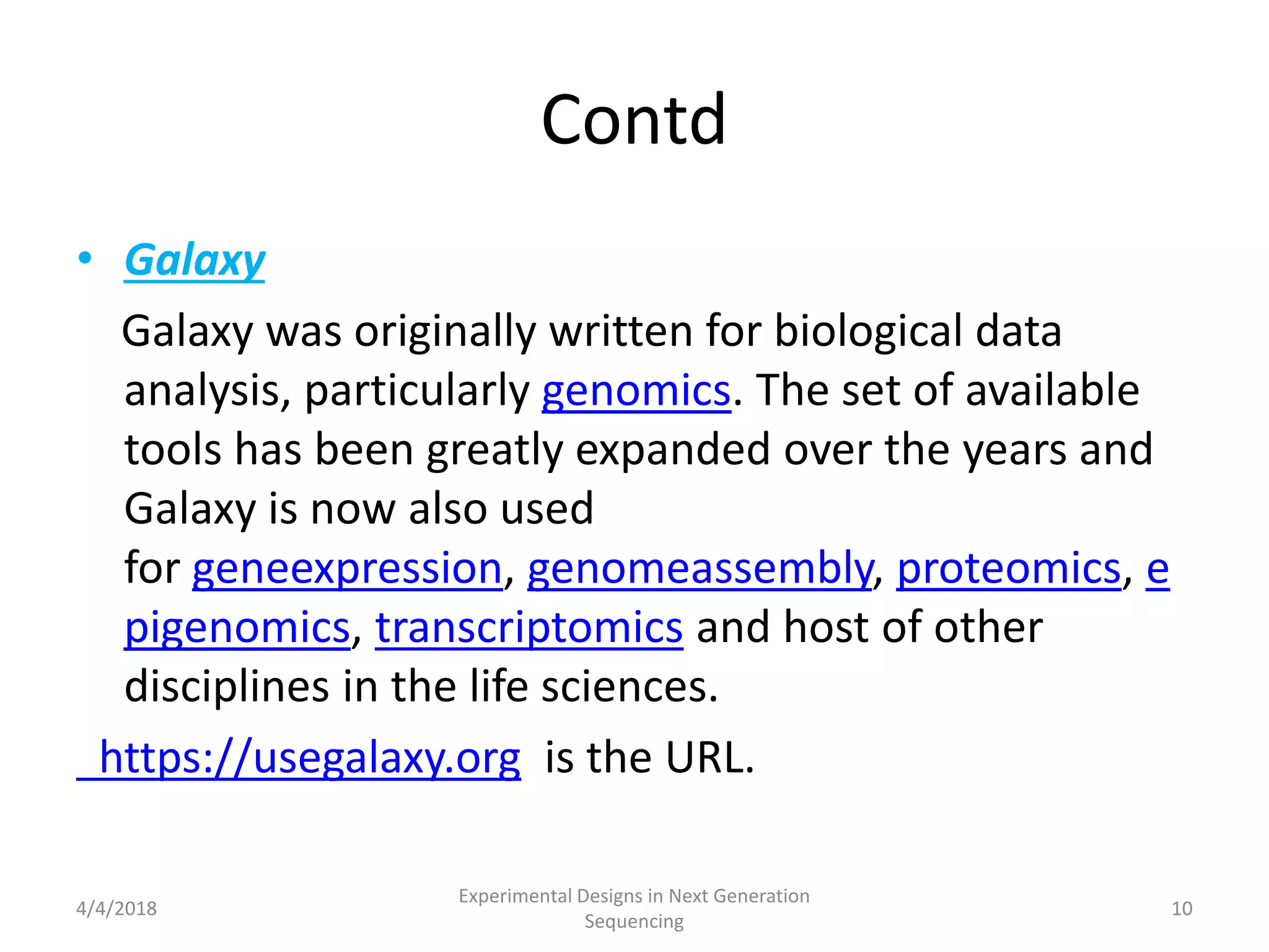 Experimental Designs in Next Generation Sequencing | PPTX
