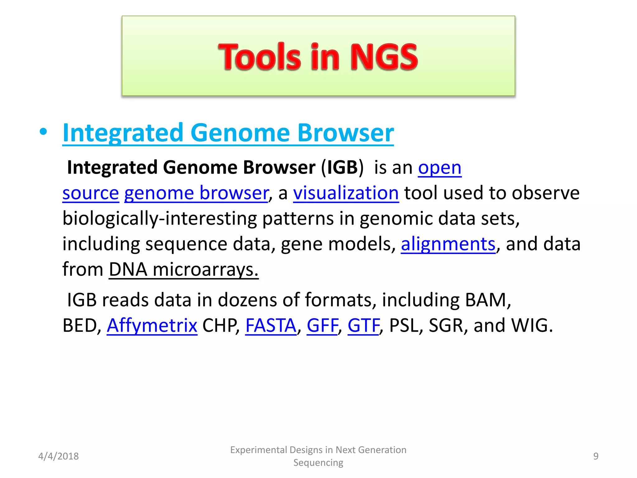 Experimental Designs in Next Generation Sequencing | PPTX