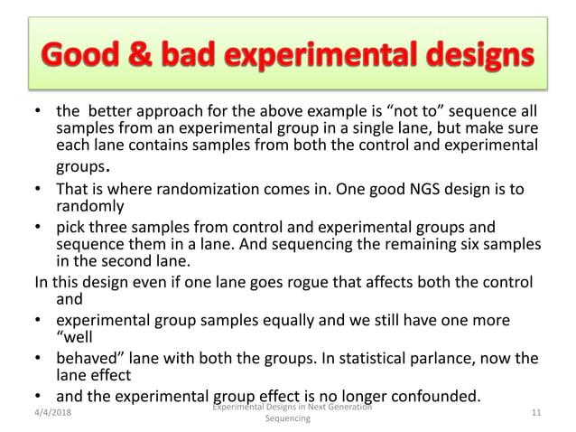 Experimental Designs in Next Generation Sequencing | PPT