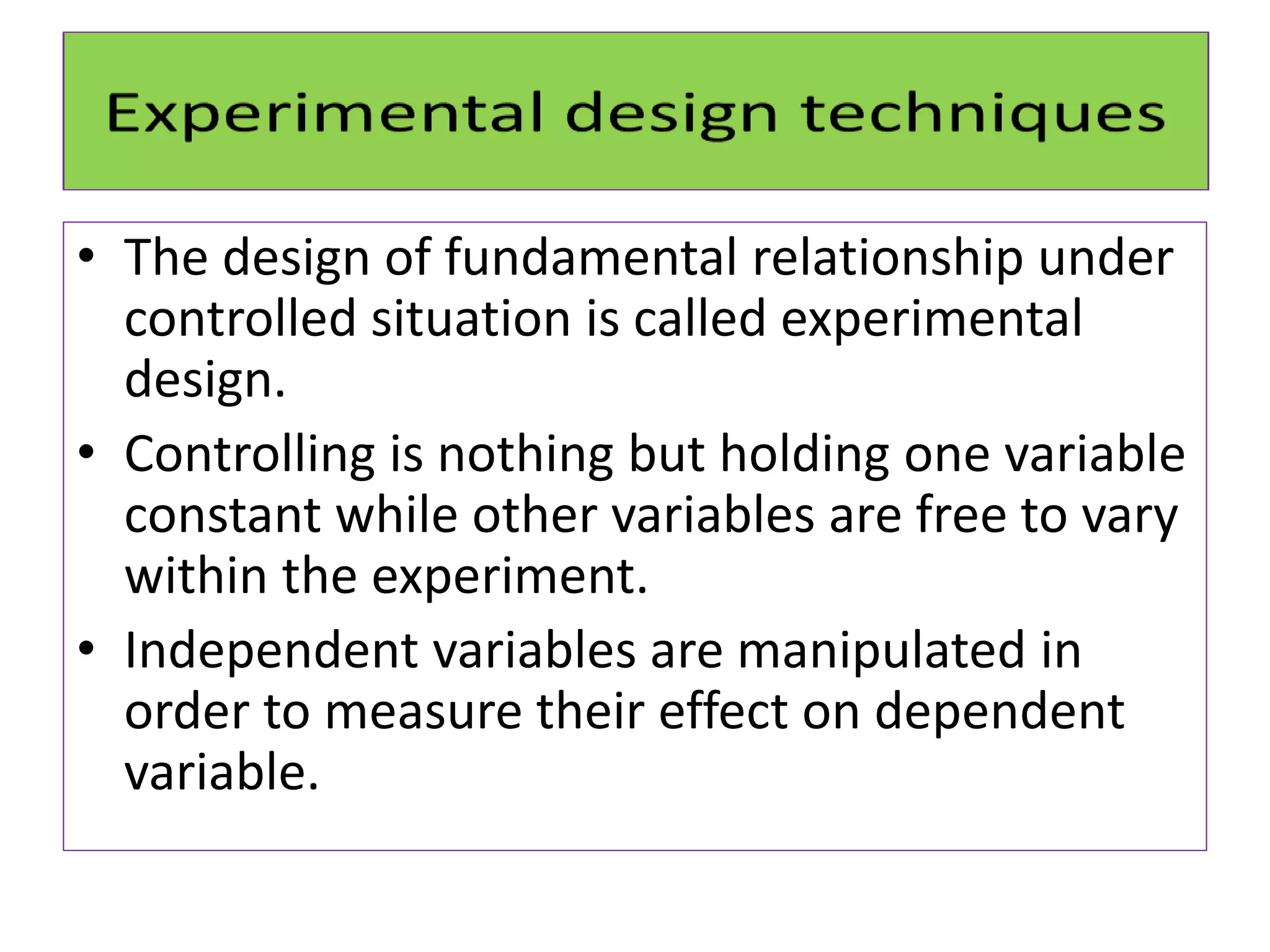 Experimental design techniques | PPTX