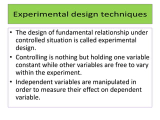 Experimental design techniques | PPTX