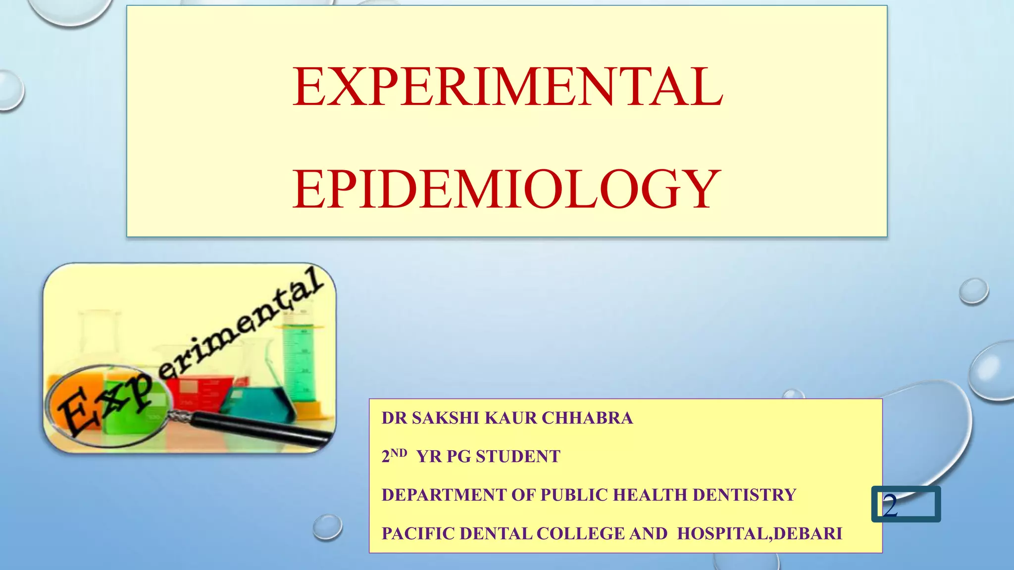 Experimental epidemology | PPTX