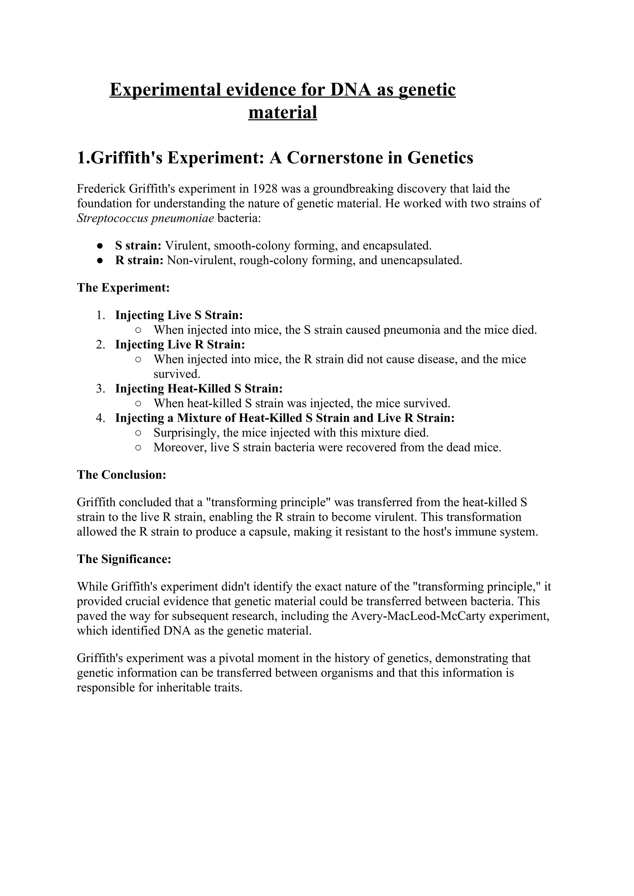 Experimental evidence for DNA as genetic material.docx
