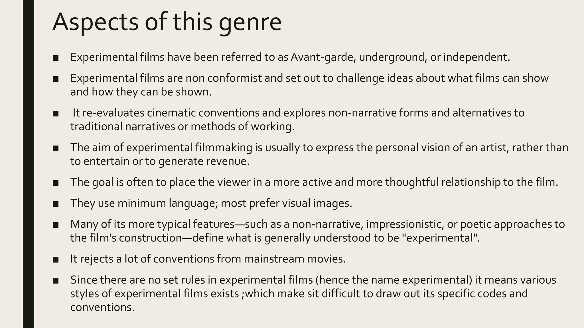 Experimental film codes and conventions | PPTX