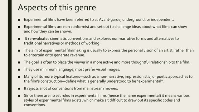 Experimental film codes and conventions | PPT