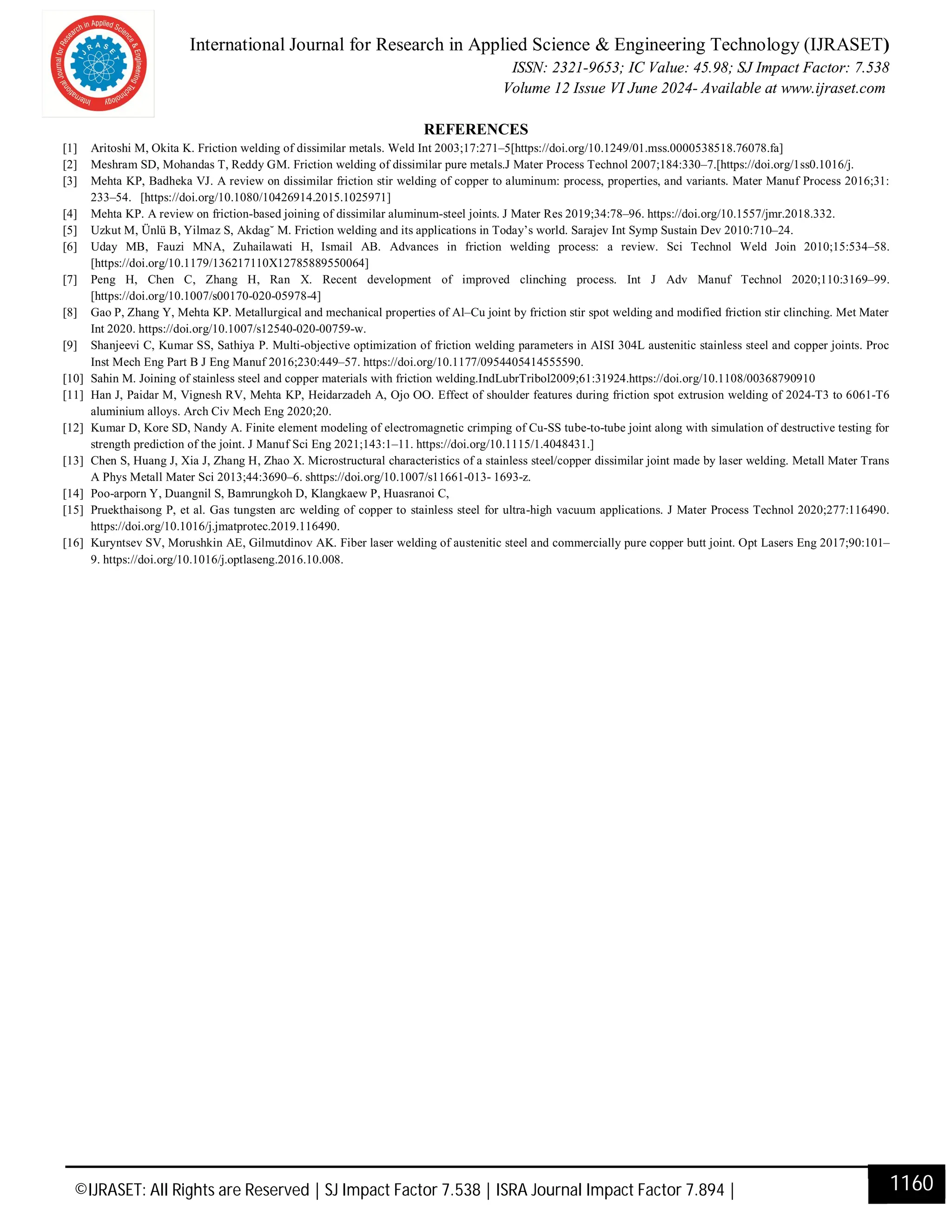 Experimental Investigation of Material Flow and Welding defects in Friction Welding process of ...