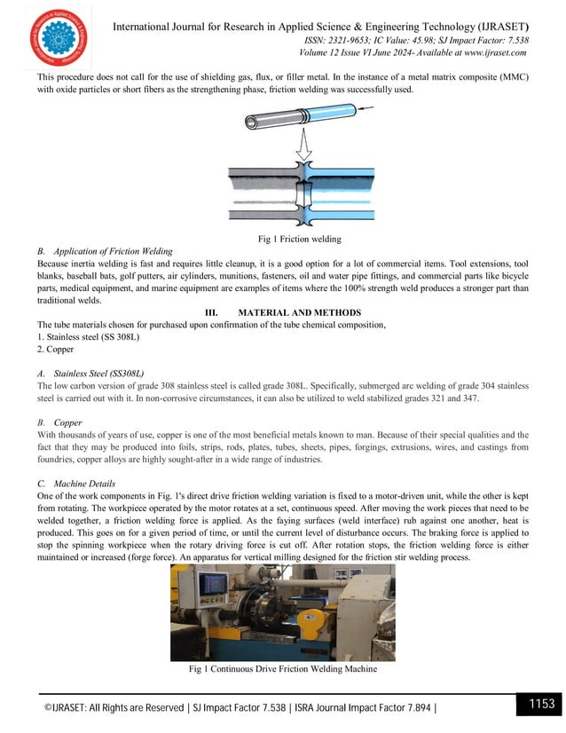 Experimental Investigation of Material Flow and Welding defects in Friction Welding process of ...