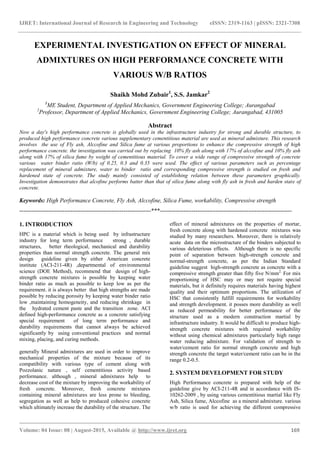 Experimental investigation on effect of mineral admixtures on high ...