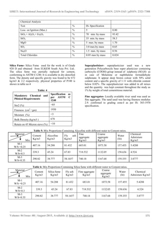 Experimental investigation on effect of mineral admixtures on high ...