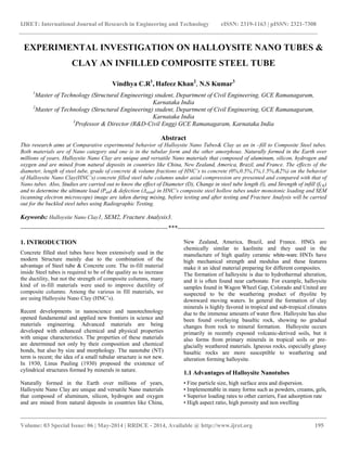 Experimental investigation on halloysite nano tubes & clay an infilled ...