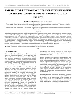 Experimental investigations of diesel engine using fish oil biodiesel ...