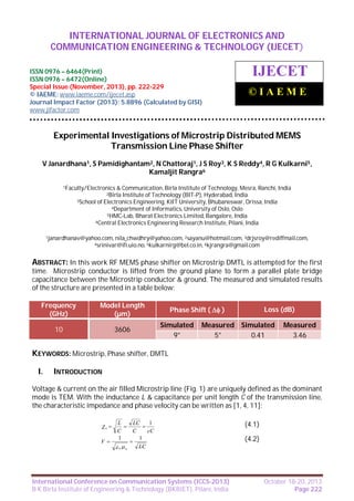 Experimental investigations of microstrip distributed mems | PDF