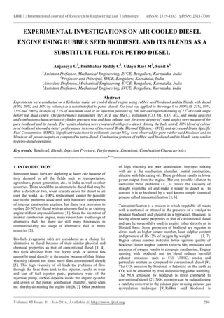 Experimental investigations on air cooled diesel engine using rubber ...
