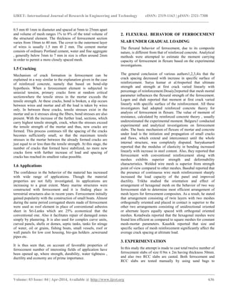 Experimental performance of flexural creep behavior of ferrocement slab | PDF