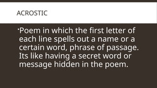 Experimental poetry styles for creative writing learners fiction | PPTX