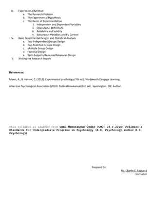 Experimental psychology syllabus | DOCX