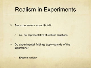 Realism in Experiments | PPT