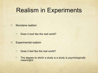 Realism in Experiments | PPT