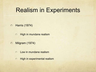 Realism in Experiments | PPTX