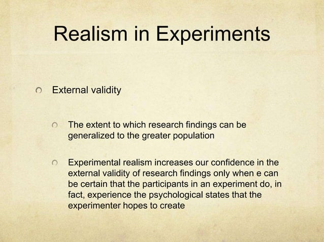Realism in Experiments | PPTX