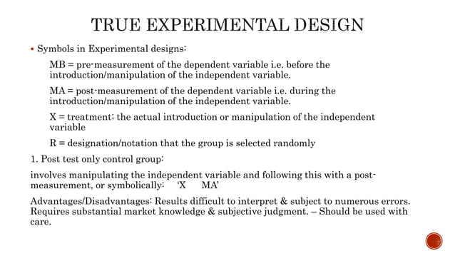 Experimental research design | PPT
