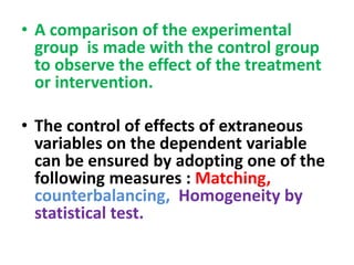 EXPERIMENTAL RESEARCH DESIGN | PPT
