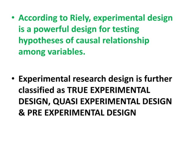 EXPERIMENTAL RESEARCH DESIGN | PPTX