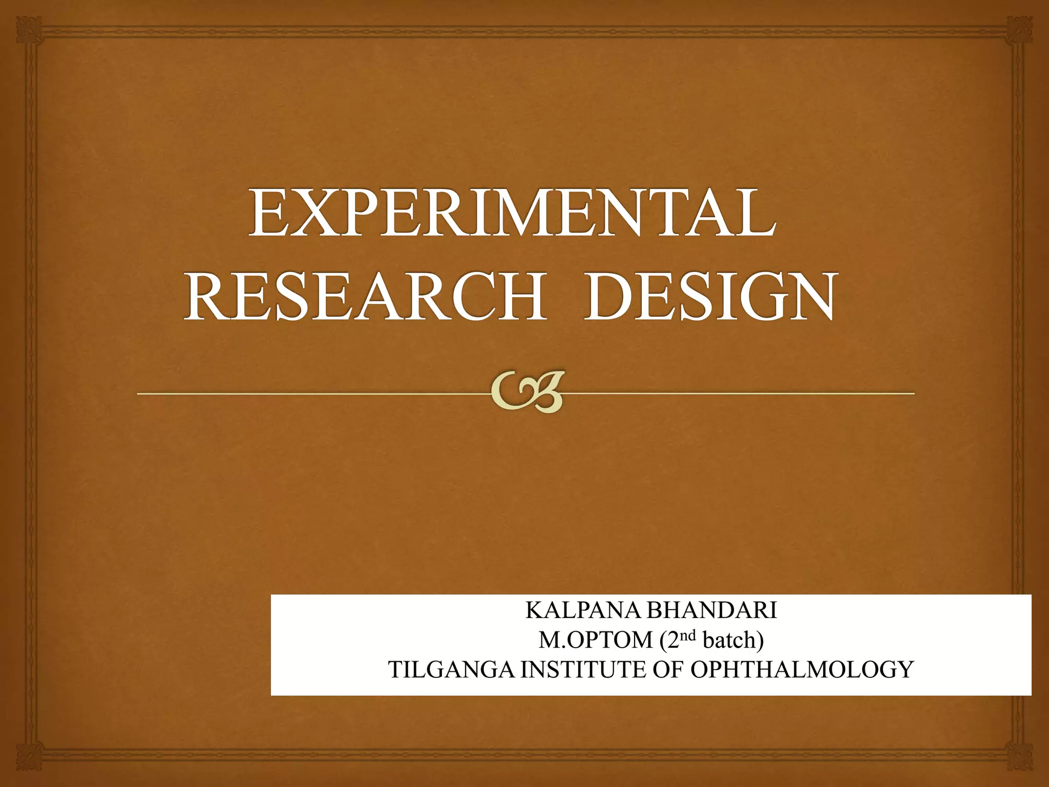 Experimental research design | PPTX