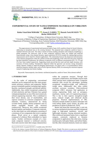 Experimental study of nano-composite materials on vibration responses | PDF