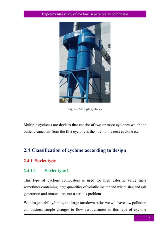 Experimental study of cyclone seperators as combustor 1 | PDF