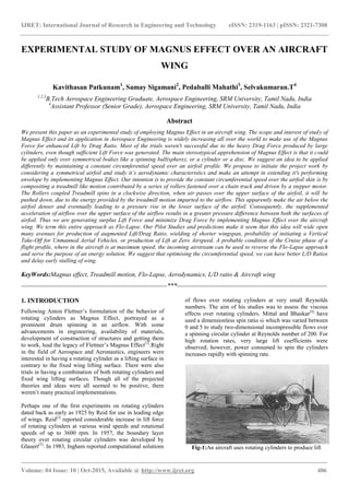 Experimental study of magnus effect over an aircraft wing | PDF