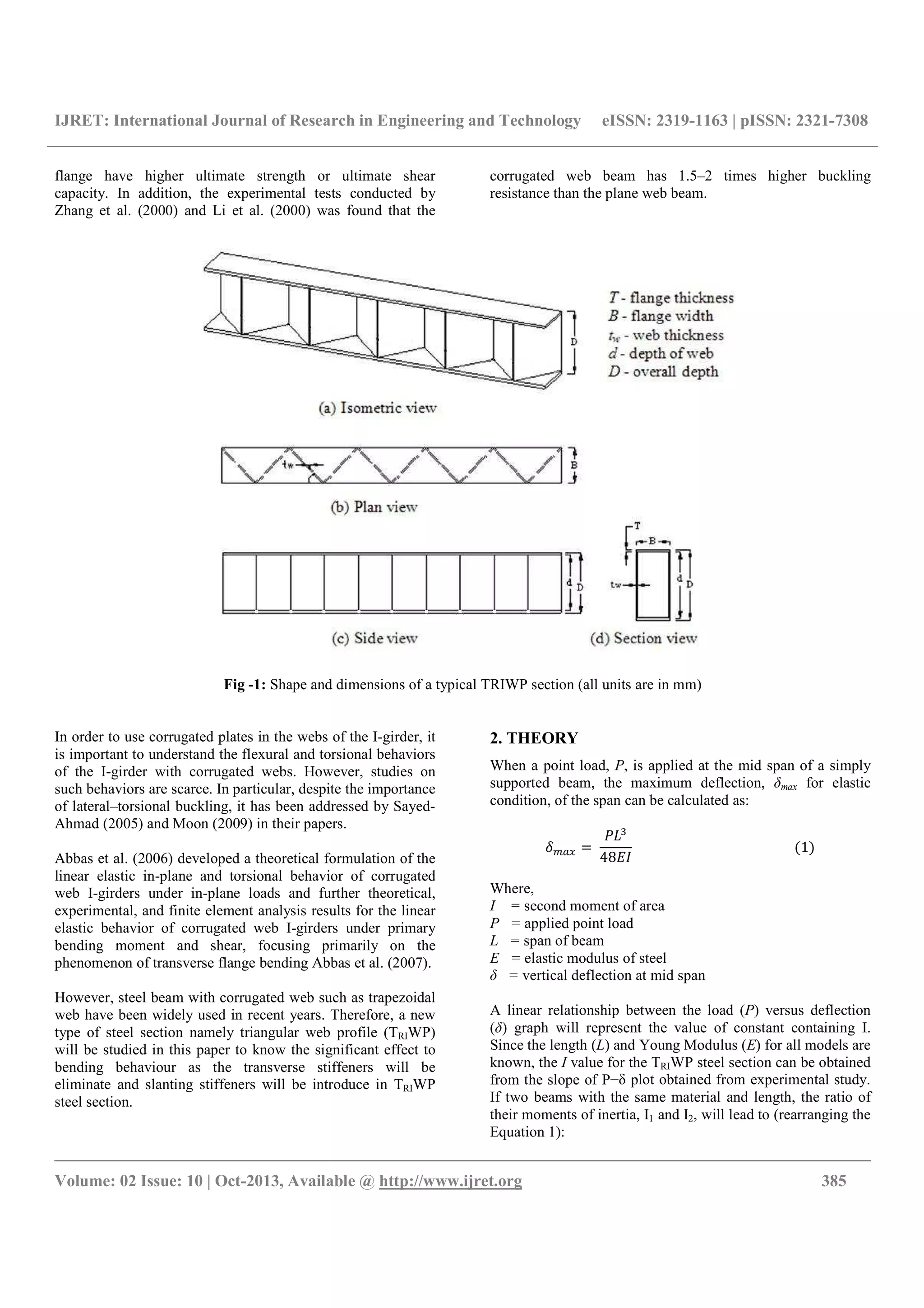 Experimental study on bending behaviour of triangular | PDF