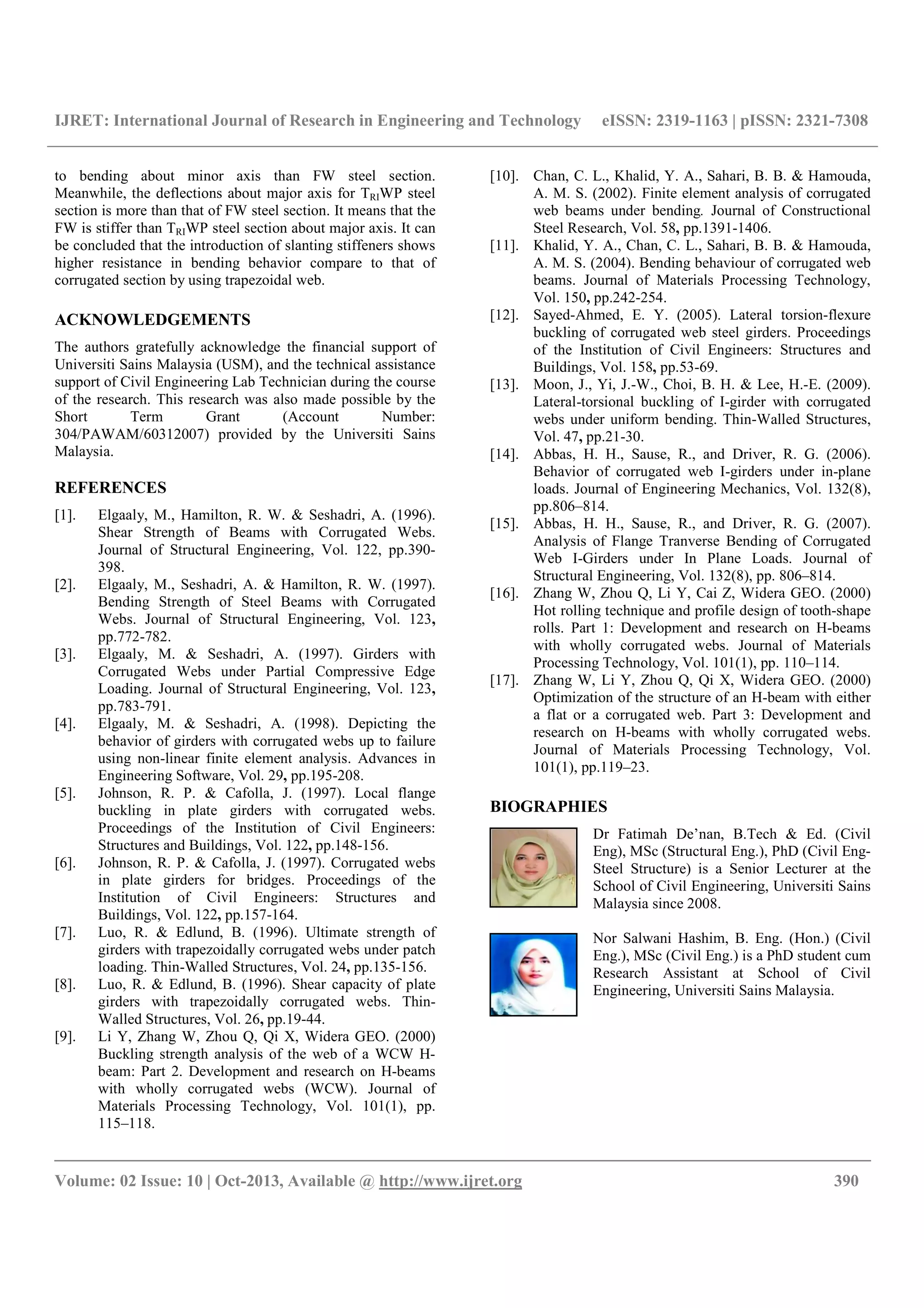 Experimental study on bending behaviour of triangular | PDF